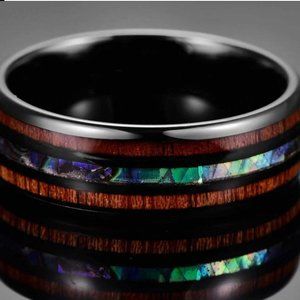 Floras Fantasies | Accessories | Idris Koa Wood Abalone Shell Mens Ring ...